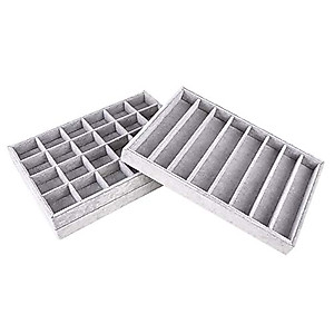 AUTOARK Ice Velvet Stackable Jewelry Tray Showcase Display Organizer,Set of 3,AJ-075