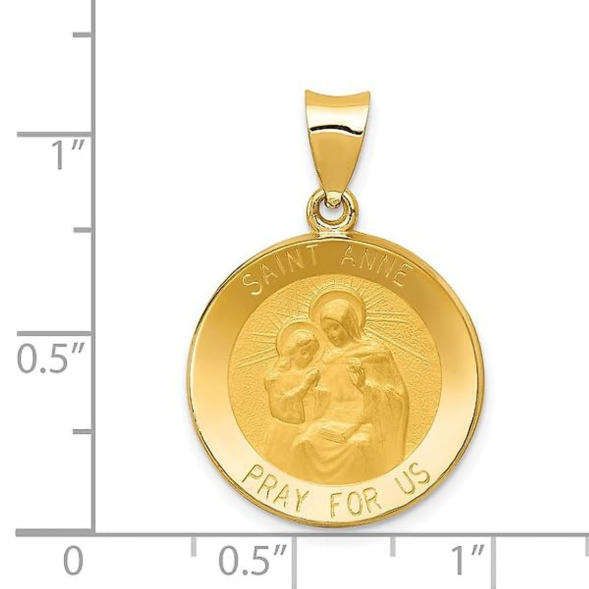 IceCarats 14K Yellow Gold Saint Anne Medal Necklace Charm Pendant 29mm x 19mm Only