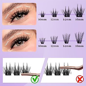 384 Pcs Cluster Lashes, Melakia 2 Style DIY Eyelash Extensions Mix 10-16mm, Thin Band Lash Clusters, Mega Soft Individual Cluster Lashes at Home （Wispy and Natural D Mix 10-16mm）