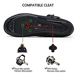 Vicogn Mens Womens Cycling Shoes Compatible with Peloton Indoor Bicycle Pedals Clip in Road Bike Shoes Pre-Installed with Look Delta Cleats (Black,US 12) 47
