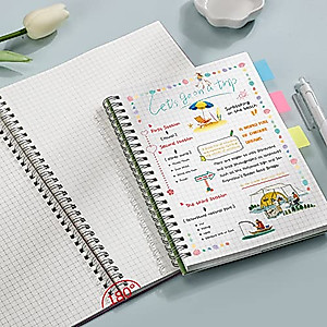 EMSHOI Graph Paper Spiral Notebook, 4 Pack 5.7" x 8.22" A5 Small Grid Notebook, 640 Pages 100gsm Thick Graph Journal with Sticky Notes, Plastic Hardcover, Yellow, Blue, Green, Pink