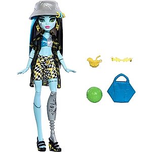 Monster High Scare-adise Island Frankie Stein Doll with Swimsuit, Coverup & Beach Accessories like Hat, Volleyball & Tote