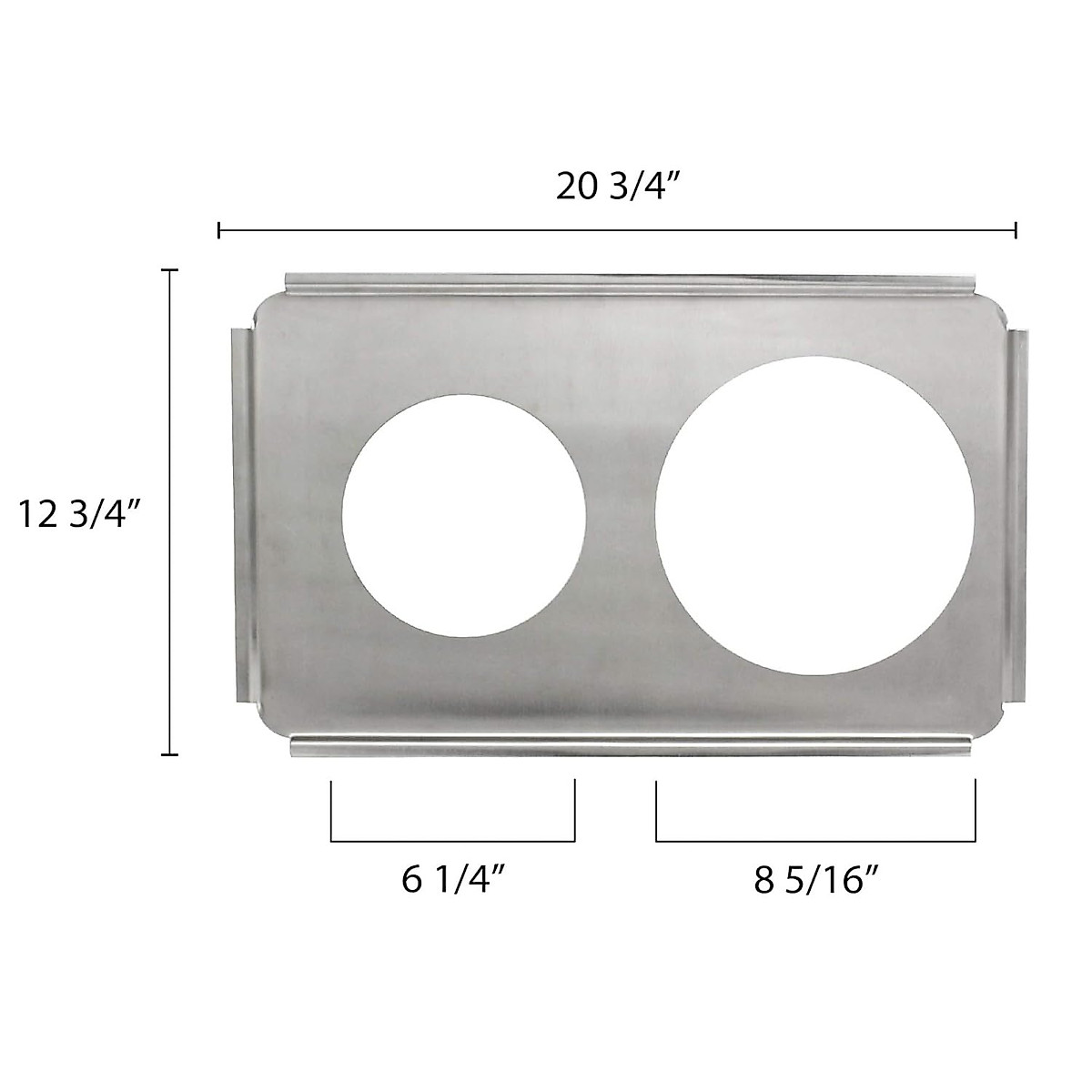 TrueCraftware- 2 Hole Stainless Steel Steam Table Adapter Plate 6-1/2” and 8-1/2” fits 4 qt and 7 qt. Inset Pans- for Soup Station Soup Warmer Soup Chafer Applicable for Kitchen Catering Restaurant