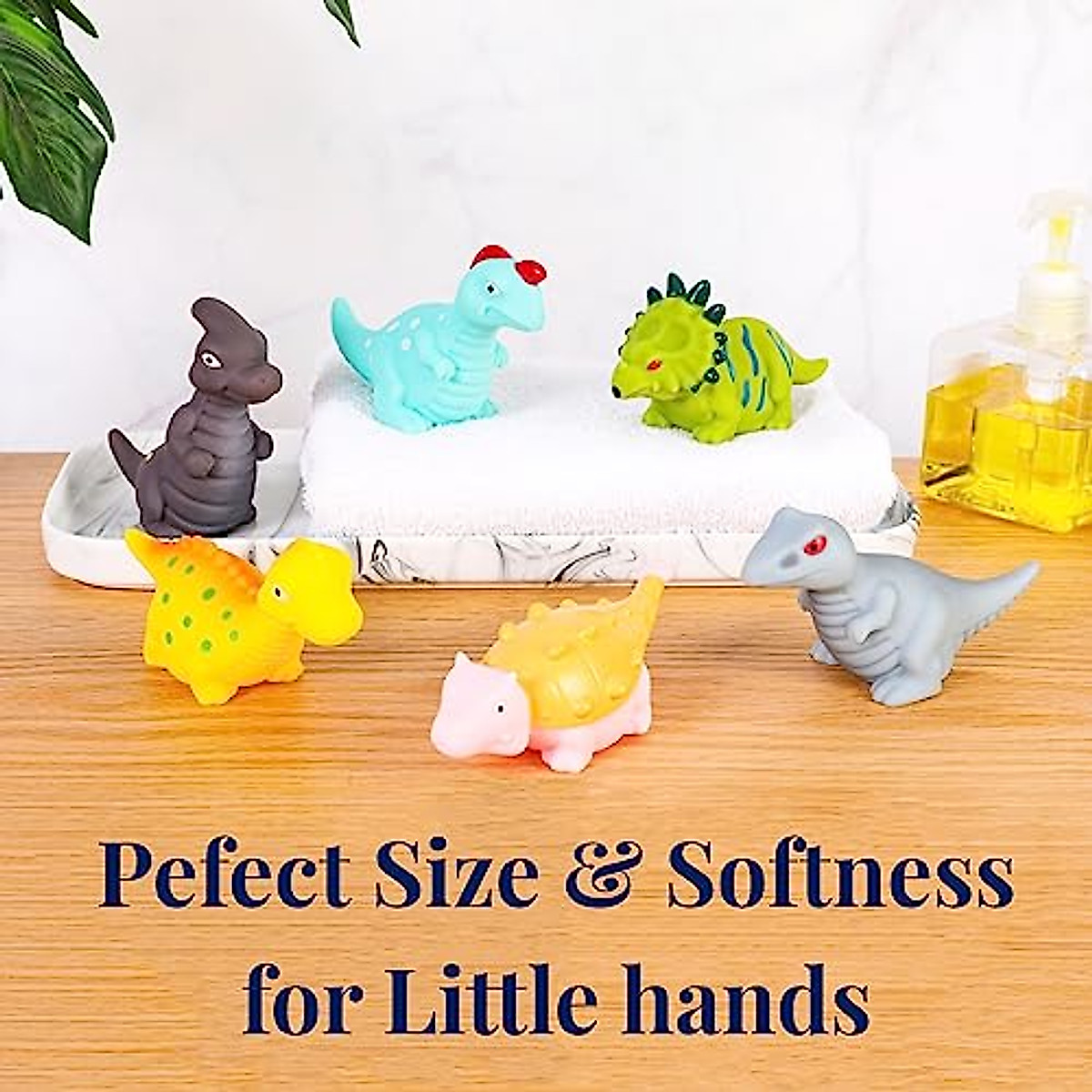 Mold Free Dinosaur Bath Toys for Toddlers/ Infants/ Babies, No Hole No Mold Bathtub Toys (6 Pcs with Storage Bag)