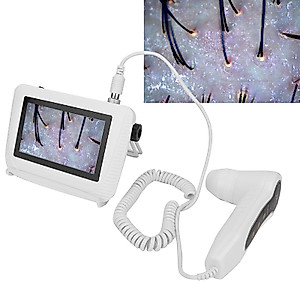 Sorandy Skin Diagnosis Hair Analyzer, 5 Inch Rechargeable Scalp Hair Follicle Oil Magnifying Detector Analyzer Skin Pigment Tester Analyser Machine 100‑240V (US Plug)