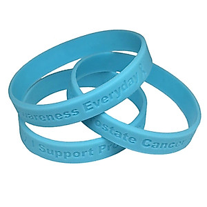 Jeirles Wholesale 25 Light Blue Prostate Cancer Awareness I Support Prostate Cancer Awareness Everyday - 100% Medical Grade Silicone Bracelets (25 Bracelets)