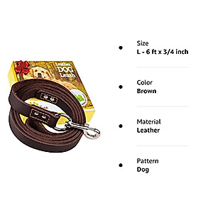 ADITYNA Leather Dog Leash 6 ft x 3/4 inch - Soft and Strong Leather Leash for Large and Medium Dog Breeds - Heavy Duty Dog Training Leash (Brown)