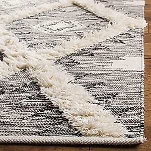 SAFAVIEH Kenya Collection 9' x 12' Black/Ivory KNY455Z Handmade Moroccan Boho Tribal Wool Area Rug
