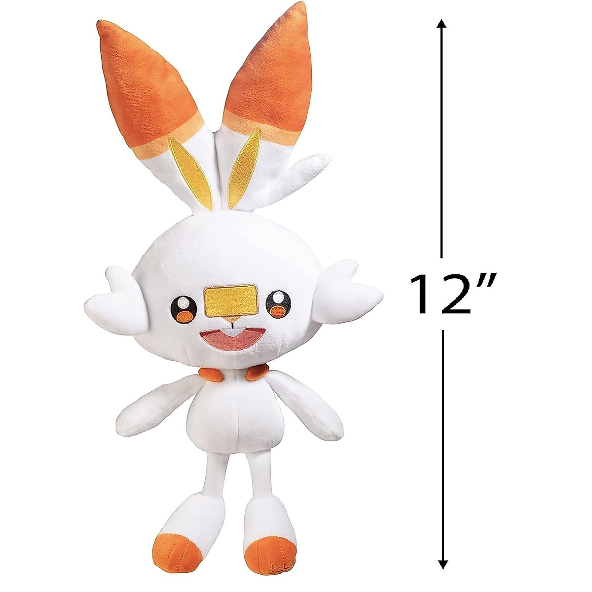 Pokemon 12" Large Scorbunny Plush - Sword & Shield Starter Figure - Officially Licensed - Authentic Soft Bunny Stuffed Animal Toy - Valentine's Day & Easter Basket Stuffer Gift for Kids, Boys, Girls