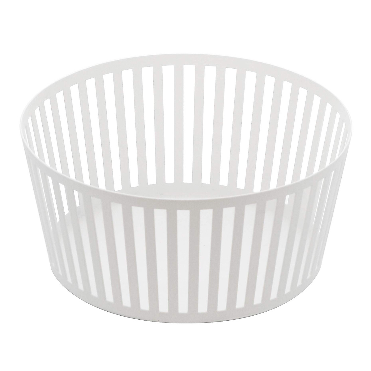 YAMAZAKI Tower Striped Steel Fruit Basket – Kitchen Storage Produce Holder, Tall, White