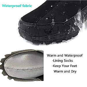 SILENTCARE Men's Warm Snow Boots, Fur Lined Waterproof Winter Shoes, Anti-Slip Lightweight Ankle Boot (11.5 M US, Black)