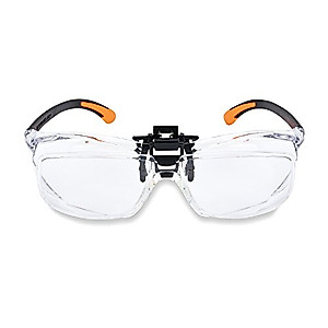Carson Scratch Resistant Polycarbonate 1.5x Power (+2.5 Diopter) Protective Magnifying Safety Glasses with Clip-on, Flip-Up Lens System, Clear (VM-20)