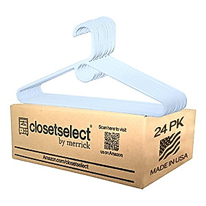 Super Heavy Duty Plastic Hangers, Made in USA, White Super Heavy Weight Hanger, 24 Pack