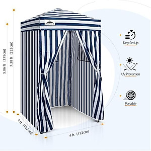 EAGLE PEAK Flex Ultra Compact 4x4 Pop-up Canopy, Sun Shelter, Changing Room, Portable Privacy Canopy Cabana for Pool, Fashion Photoshoots, or Camping, White/Blue