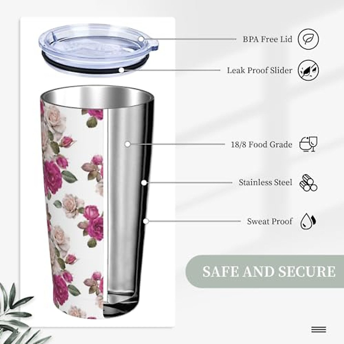Yaxongx 20oz Tumbler Radiant Flower Roses Double Wall Vacuum Insulated Coffee Mug with Lid and Metal Straw Brush Reusable Stainless Steel Water Bottle Travel Cup Gifts for Car Ice Drinks Hot Beverage