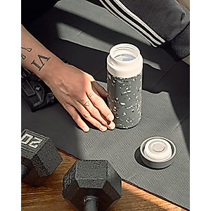 W&P Porter Insulated Bottle 16 oz | Clean Taste Ceramic Coating for Water, Coffee, & Tea | Wide Mouth Vacuum Insulated | Dishwasher Safe, Charcoal Terrazzo