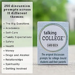 Talking College English Edition Conversation Card Deck - Educational, Health & Safety Cards w/Multiple Dialogue Prompts for Academics, Self Care, Relationships and Family Expectations - 110 Cards