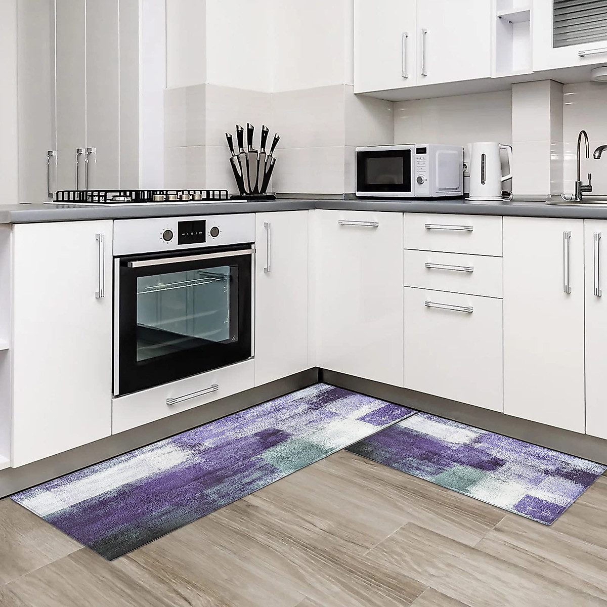 Purple Kitchen Rug, Purple Abstract Art Kitchen Rugs, Kitchen Mats for Floor, Kitchen Organization Non-Slip Kitchen Mat, Anti-Fatigue Mat Home Decor Kitchen Floor Mats, Purple Kitchen Decor Runner Rug