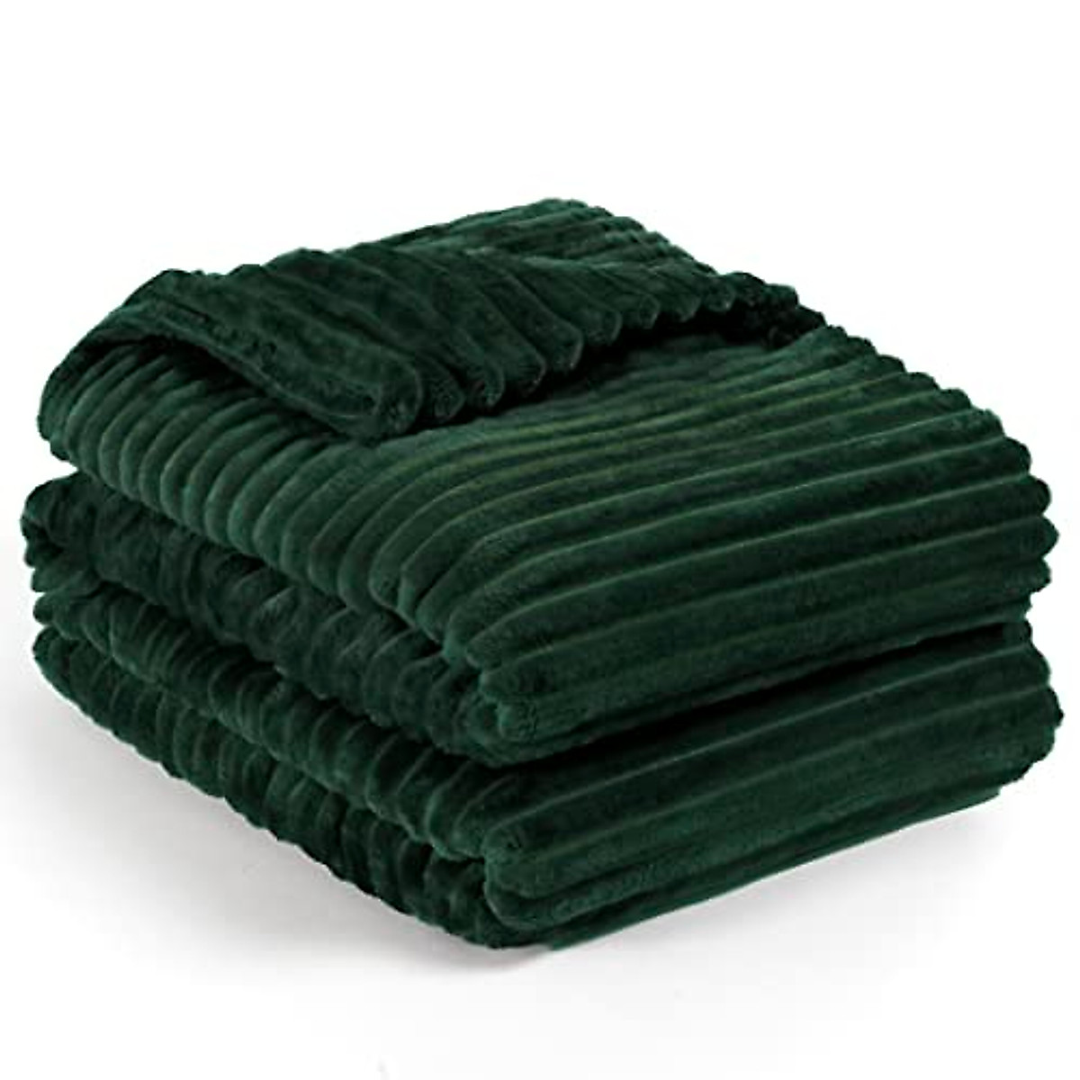 PAVILIA Cozy Fleece Blanket Throw | Fuzzy, Super Soft, Plush, Luxury Flannel Throw | Warm Ribbed Microfiber Blanket for Sofa Couch Bed (Emerald Green, 50x60 inches)