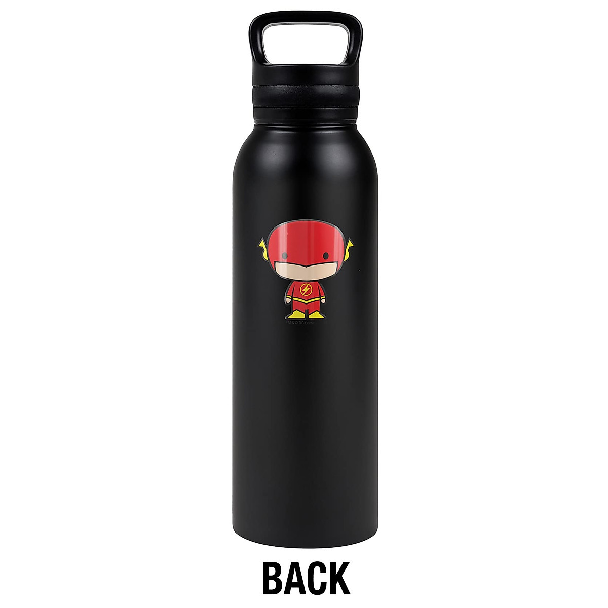 DC Flash - Flash OFFICIAL Flash Chibi 24 oz Insulated Canteen Water Bottle, Leak Resistant, Vacuum Insulated Stainless Steel with Loop Cap, Black