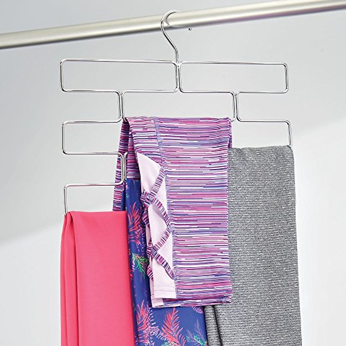 iDesign Trio Tiered Legging Hanging Organizer for Closet - Chrome