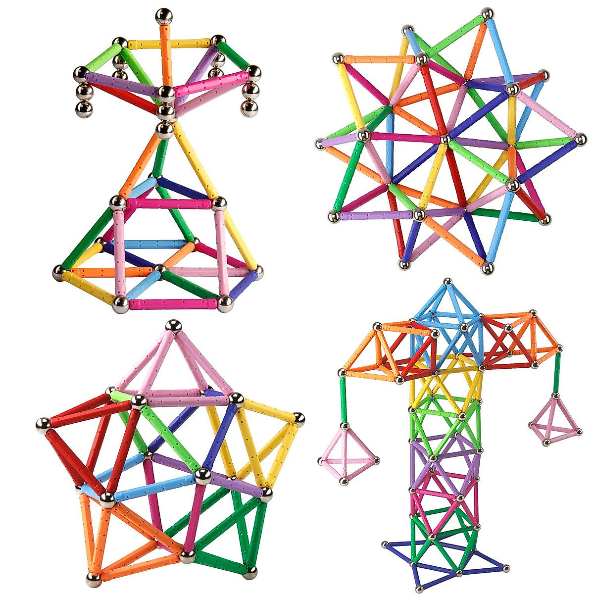 MONILON 160 Pcs Magnet Building Sticks Kids Toys, Lengthen Magnetic Construction Building Blocks Set 3D Brain Training Learning Educational DIY STEM Toys