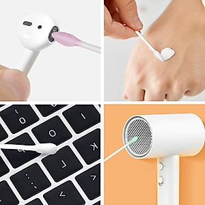 HOMEFOX Black Cotton Swabs Spiral - 400 Count Organic Cotton Buds Double Side Tightly Wrapped Charcoal Cotton Tips Paper Stick Soft Gentle Cruelty-Free Lint-Free Goth Bathroom, Round & Spiral (Black)