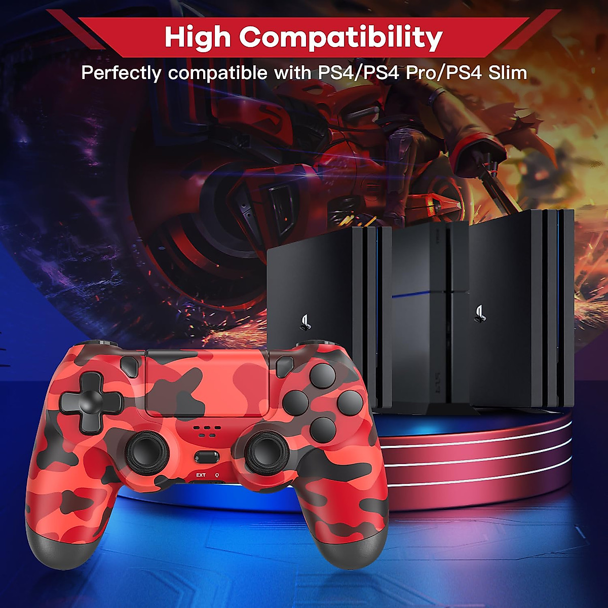 Hiyuky for PS4 Controller 2 Pack,Wireless Controller for PS4/Slim/Pro/PC with 3.5mm Audio Jack/Dual Vibration/6-Axis Motion Control/Touch Pad