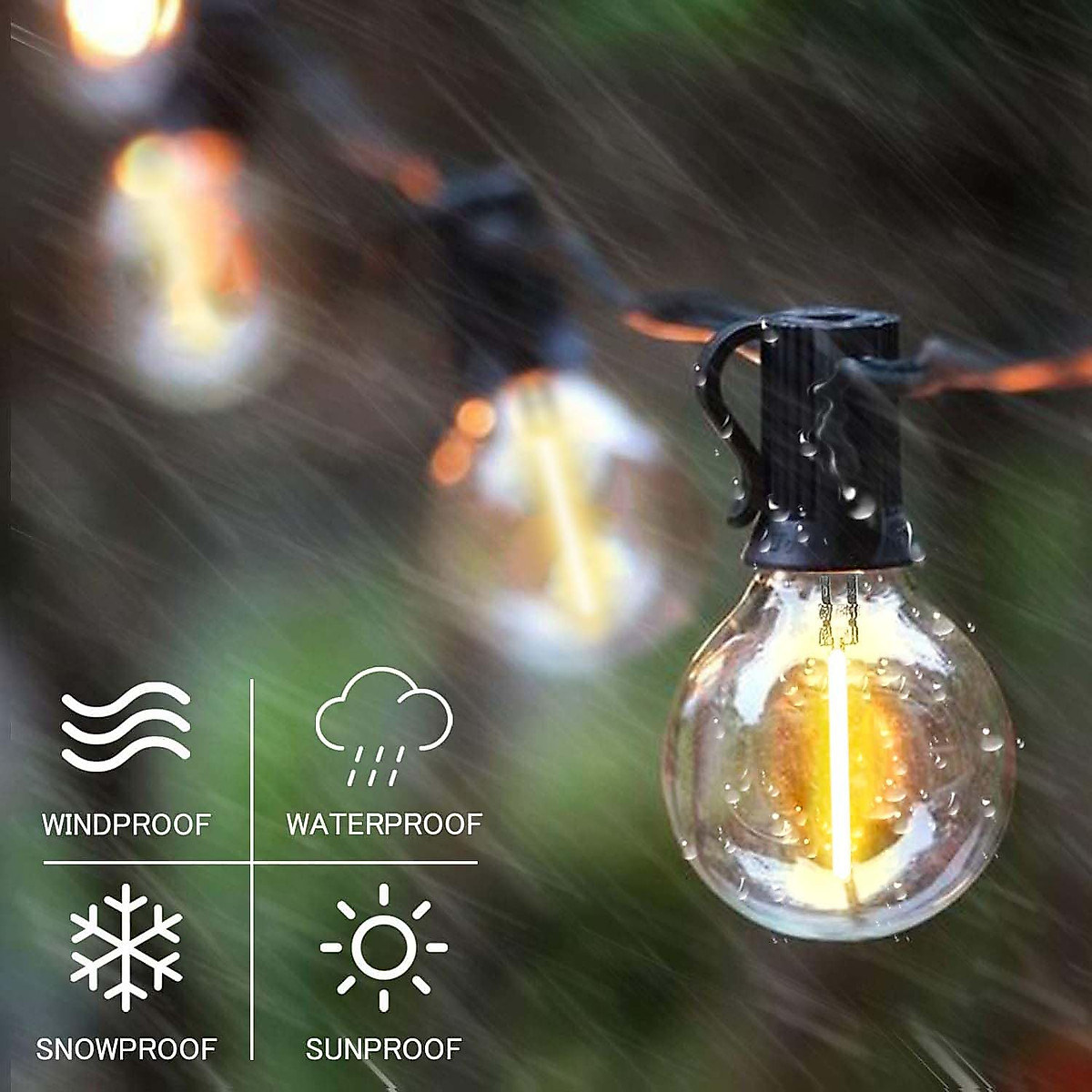 SUNTHIN Solar String Lights, 50ft Solar Patio Lights with 24 Shatterproof G40 LED Bulbs, Waterproof Solar Powered Outdoor Lights for Backyard, Garden, Deck, Porch, Pergola, Pool, Camping, Party