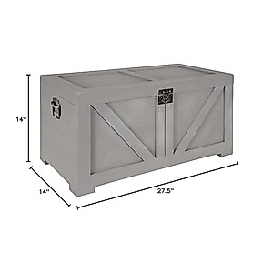 Kate and Laurel Cates Classic Farmhouse Small Wooden Storage Chest Trunk, Gray, Modern Farmhouse Decorative Storage Chest