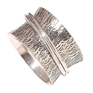 925 Sterling Silver Spinner Ring Meditation ring statement ring Simple Ring (9)