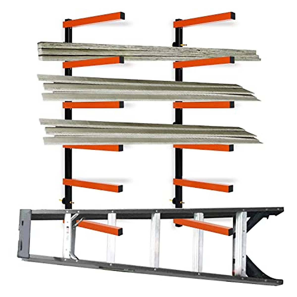 KUAFU 6-Level Lumber Storage Rack Wall Mounted Wood Organizer for Indoor Outdoor Wood Storage System 1 Pac