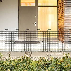 32 Pack Decorative Garden Fence Outdoor 24in x 22ft Coated Metal RustProof Landscape Wrought Iron Wire Border Folding Patio Fences Flower Bed Fencing Barrier Section Panels Decor Picket Edging