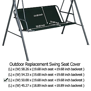 StorMaster Outdoor Replacement Swing Seat Cover Patio Swing Cover Chair Bench Replacement Cover Heavy Duty Canvas Waterproof Swing Seat Cover 50.00 x 19.68 x 19.68 Inch