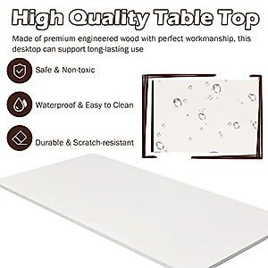 Tangkula 55 x 28 Inches Universal Relevance Table Top, Solid 1 Piece Wooden Desktop for Height Adjustable Electric Standing Desk Frame, Rectangular Countertop for Stand Up Desk (White)