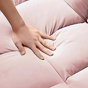 3 in 1 Convertible Sleeper Sofa Bed ,Modern Futon Loveseat Couch Pullout Bed, Velvet Upholstered Small Love Seat Lounge w/Reclining Backrest, Toss Pillows, Pockets, Furniture for Living Room Office