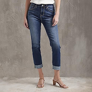 JAG Jeans Women's Carter Mid Rise Girlfriend Jeans, New Thorne Blue EDK318, 12