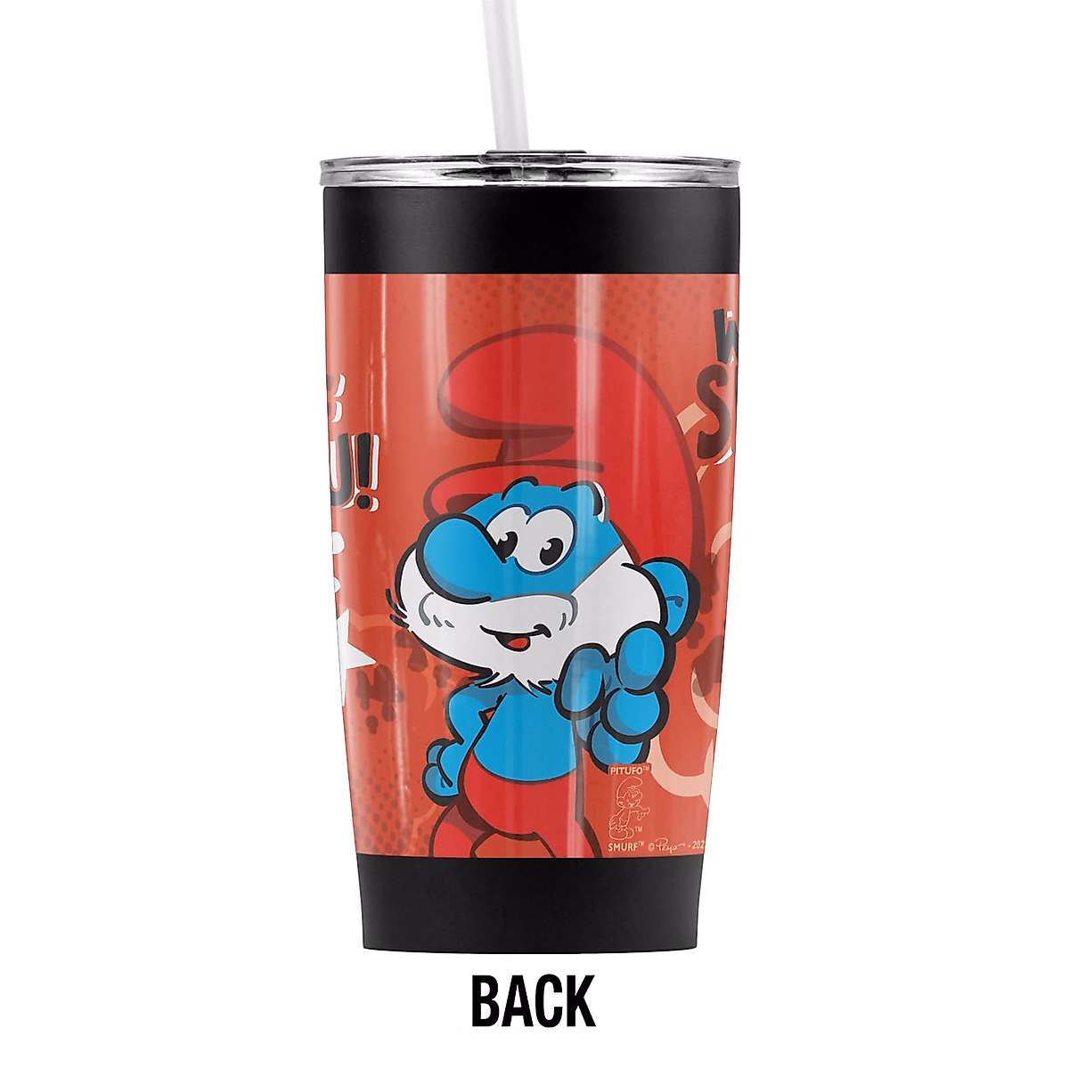 Logovision Papa Smurf Tumbler, Stainless Steel, 20 oz, Travel Mug, Vacuum Insulated & Double Wall with Leakproof Lid
