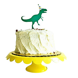 Birthday Dinosaur Acrylic Cake Topper for Any Birthday Party - Trex, Tyrannosaurus Rex Party Hat Polka Dot
