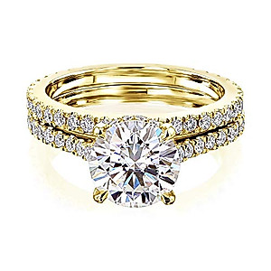 Kobelli 2ct Round Forever One Moissanite Fancy Hidden Halo Set - white-gold / 6.5
