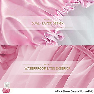 Bath Loofahs Sponge Natural4 Pack (Black) & Shower Cap 4pack (Pink) for Men and Women