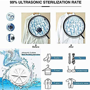 Portable Mini Turbo Washing Machine with Foldable Tub Compact Ultrasonic Turbine Washer Lightweight Travel Laundry Washer USB Powered Camping Apartments Dorms RV Business Trip Clothes (24W) (Purple)