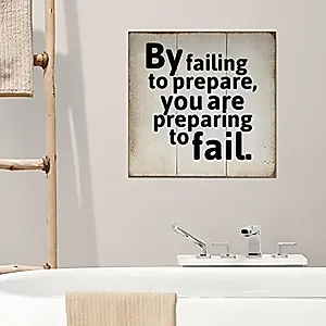 LITTLEGROVE SEEDS Vintage Wooden Pallet Sign By Failing to Prepare You Are Preparing to Fail Wood Signs 10x10in Wall Decor Farmhouse Decor Wall Art Wall Hanger Sign for Home Bedroom Living Room