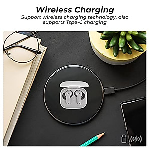 QEZEZA Wireless Earbuds, Active Noise Cancelling Earbuds Bluetooth Earbuds 5.2 with 4-Mics, Stereo in-Ear Headphones with Wireless Charging Case for iPhone, Android