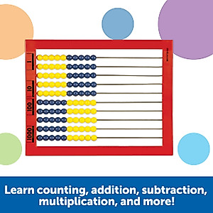 Learning Resources 2-Color Desktop Abacus, Red Frame, Color Coded, Math Concepts