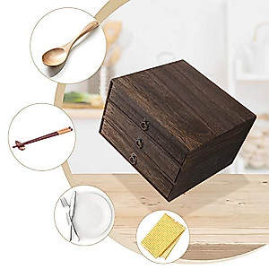 Cabilock Storage Wood Tier Accessories Office Cosmetics Drawer Shallow Kitchen Counter Sundry Cosmetic Wooden Supplies Container Holder Layer Organiser Drawers Retro Stackable Jewelery