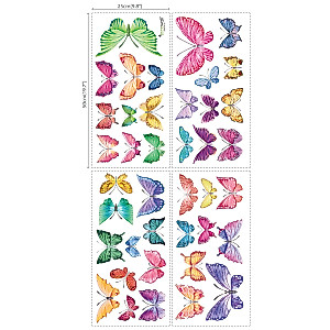 DECOWALL DS8-1602 Watercolour Butterflies Kids Wall Stickers Wall Decals Peel and Stick Removable Wall Stickers for Kids Nursery Bedroom Living Room d?cor