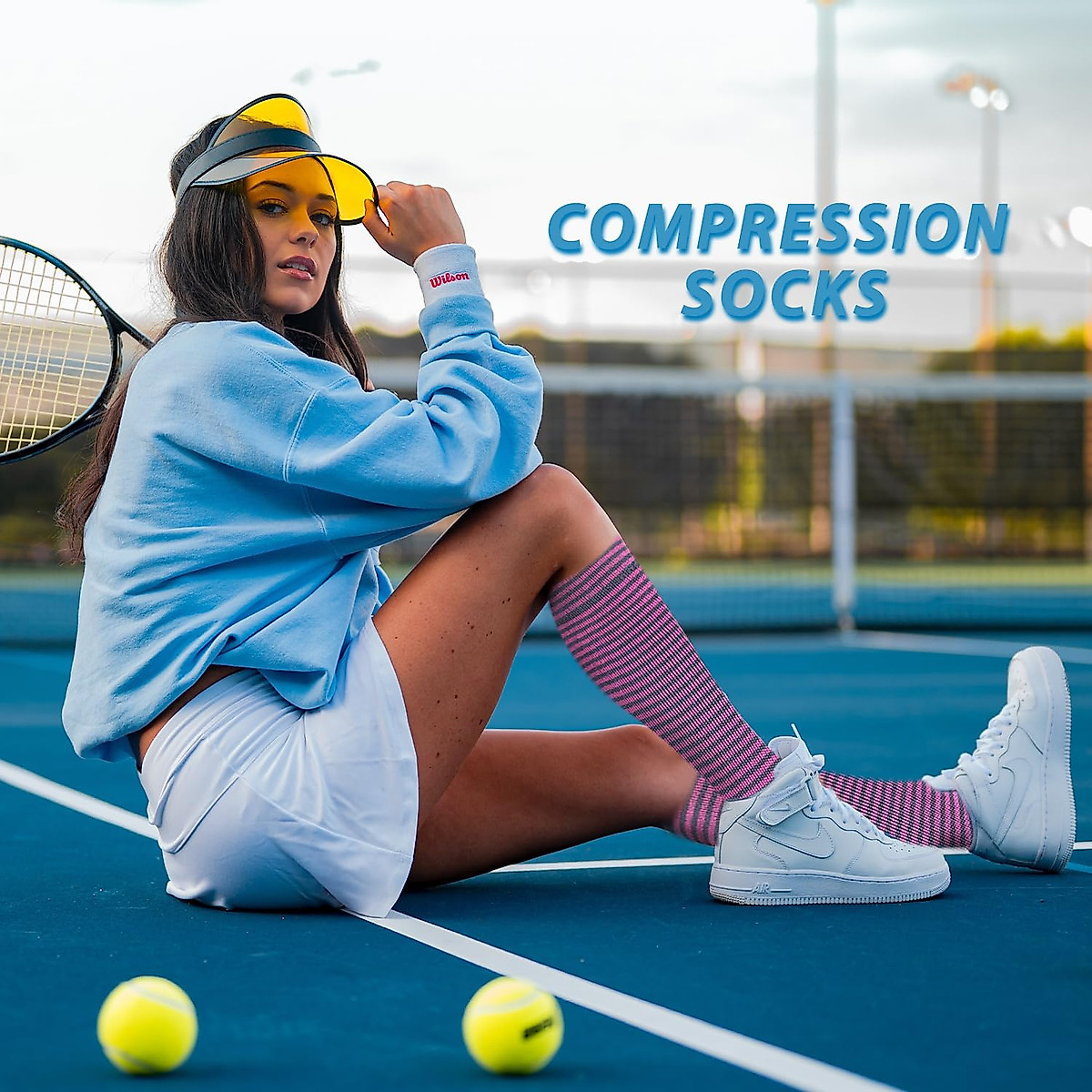 Hi Clasmix 6 Pairs Graduated Pink Compression Socks for Women&Men Circulation 20-30mmhg Knee High Sock(Multicoloured, S/M)