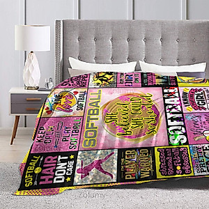 Zolumy Softball Blanket Gifts, Softball Gifts for Girls, Softball Gifts for Team, Softball Gift for Woman, Softball Lover/Player Gifts, Best Softball Coach Gifts, Softball Team Gifts, Blankets 60X50in