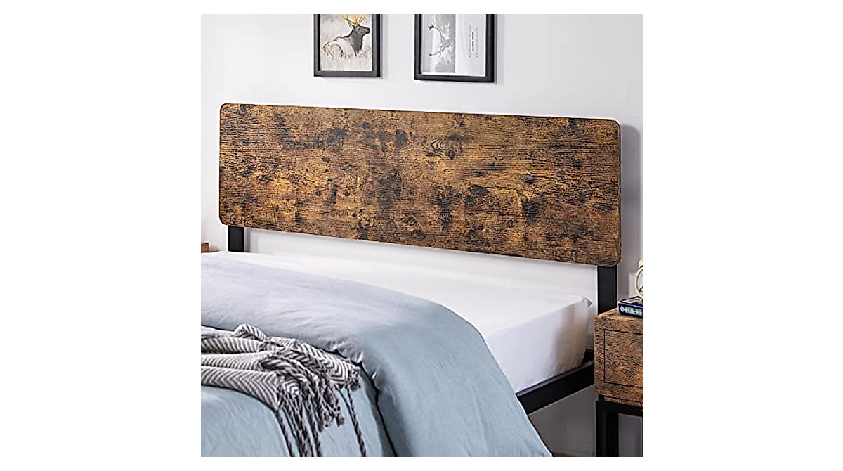 Yaheetech Full Metal Platform Bed Frame with Wood Headboard